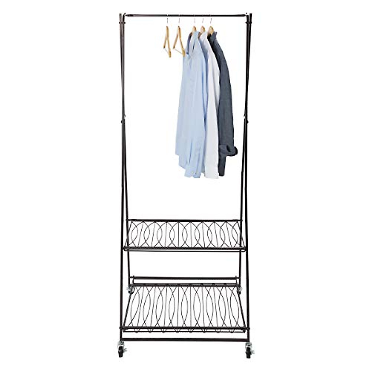 Artesa Verona Rolling Laundry Garment Rack with Shelves, Black