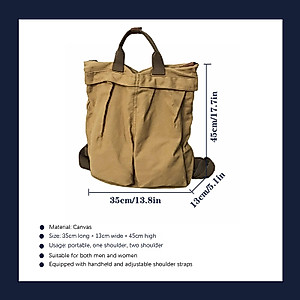 CBDAO Women's canvas handbag Men's and women's large capacity leisure backpack Men's and women's leisure backpack (Khaki,One Size)