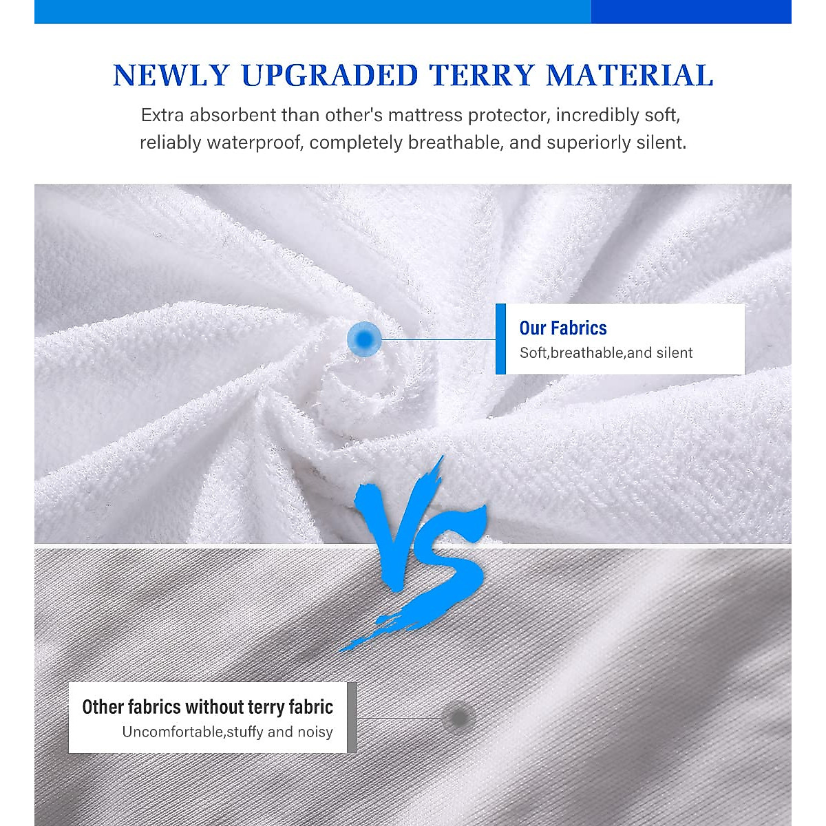 2 Pack Twin XL Mattress Protector,Mattress Cover Noiseless Waterproof Soft Breathable Cotton Terry for Pets Kids Adults 39" x 80" White