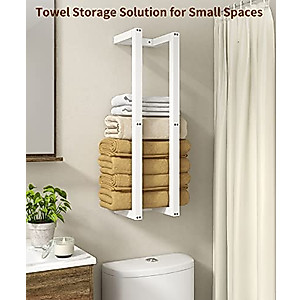 Sonefreiy Bathroom Wall Towel Racks for Rolled Towels, Solid Wooden White Towel Holder, Wall Towel Organizer Rustic Bathroom Towel Storage for Shower Towel, Bath Towels, Beach Towels, Towel Shelves