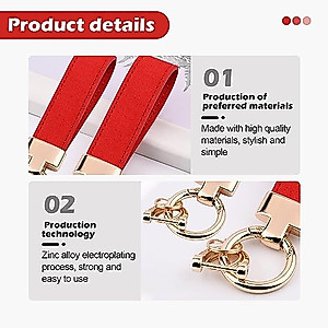GKmow 1 PC Car Key Fob, Leather Suede Horseshoe Pendant, Unisex Car Key Fob Holder Decoration (Red & Gold)