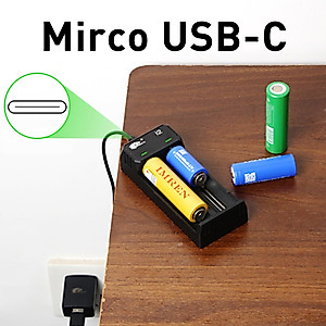 IMREN 18650 Battery Charger,3.7V Battery Charger for 3.7 Volt Li-ion 18650 18350 18500 16340 14500 20700 21700 26650 Battery,1A Fast 18650 Charger (2 Bay)