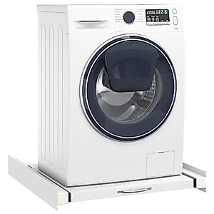 vidaXL Steel Washing and Drying Machine Pedestal with Drawers for Various Brands, Space-Saving, Robust, with Extra Storage Space, Assembly Required, White