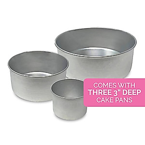 Aunt Shannon's Kitchen Tall Round Cake Pans - 4-inch, 6-inch, 8-inch Cake Pan Set for 3-Tiered Cake - Aluminum Cake Pans Sets for Baking Wedding or Birthday Cakes and More