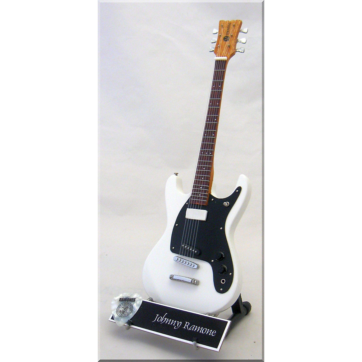 JOHNNY RAMONE Miniature Guitar with Guitar Pick