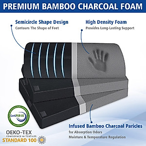 XXL(20in) Foot Rest for Under Desk at Work with 3 Adjustable Heights, Foot Stool with Bamboo Charcoal Foam, Feet Warm Pocket Footrest for Office Gaming Chair, for Leg Support -Black