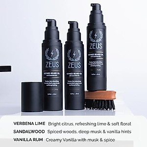 ZEUS Refined Beard Oil, Long Lasting, Thick & Fast Absorbing Oil, Leave In Beard Conditioner – MADE IN USA (Verbena Lime) 2 oz.