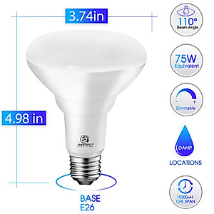 Energetic BR30 Indoor Recessed Light Bulb, Dimmable, 11W=75W, 3000K Warm White Flood Light, 900LM, CRI85+, LED Can Light Bulb for Ceiling, UL Listed, 6-Pack