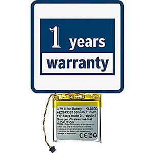 DC 3.7V 580mAh AEC643333 Rechargeable li-ion Polymer Battery for Beats Studio 2、Studio 3、Solo pro Wireless Headset Headphones Battery Replacement