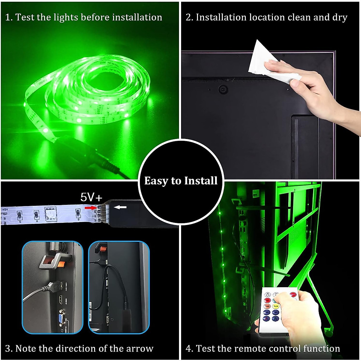 DAYBETTER LED Lights for TV 14.8ft,TV LED Backlight for 65-75Inch, RGB Behind TV LED Lights for Bluetooth,Music Sync APP and Remote Control, Strip Lighting for Christmas Gaming Room HDTV Mood