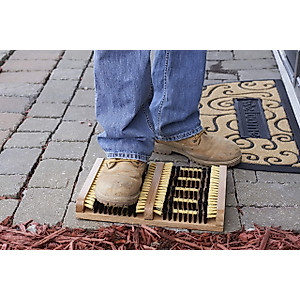 Superio Shoe and Boot Scraper, Outside Shoe Scrubber Brush 10.5 X 14 Inch - Cleans Deep Removes All Outdoor Dirt, Snow, Mud and Sand. Construction, Hiking Cleaner (Wood 1-Pack)