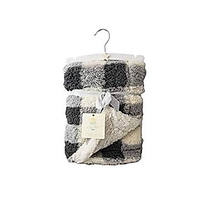 Kids Luxury Star Pattern Sherpa Baby Blanket (Gray)
