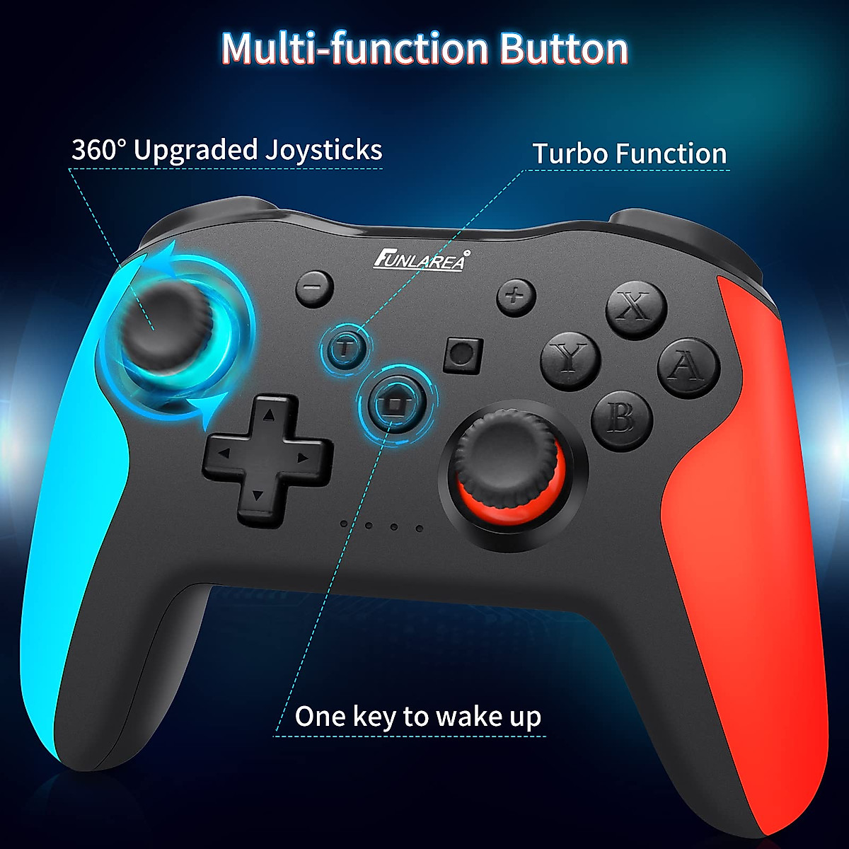 funlarea Wireless Pro Switch Controller for Nintendo Switch, Compatible with Switch Support Amibo, Wakeup, Screenshot and Vibration Functions
