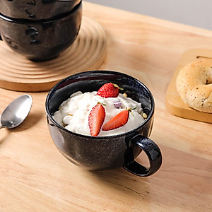 vicrays Jumbo Soup Mug Coffee Large - Ceramic Wide Oversized Extra Big Handle Bowls Latte Friends Mug Set Gaint Cereal Oatmeal Cappuccino Cup Set 27 oz