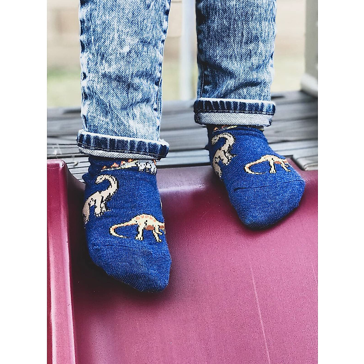 Jefferies Socks Little Boys' 3-7 Dino Triple Treat Socks (Pack of 3), Pine, X-Small