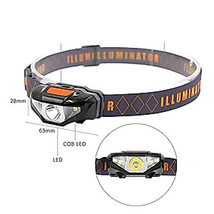 ICOBES Headlamp Mini Head Lamp 3 Modes Waterproof COB LED Flashlight Headlight Headlamp Torch Lanterna with Headband Use