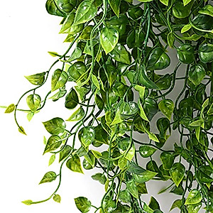 CLONG 2pcs Artificial Hanging Plants 32-in Fake Hanging Plant Fake Ivy Vine Outdoor UV Resistant Plastic Plants (Ivy)