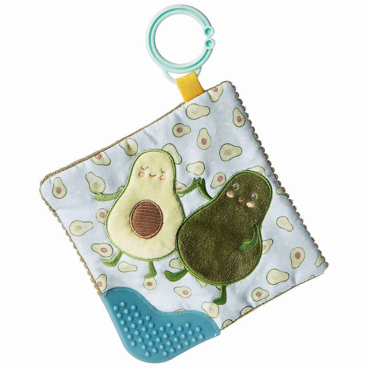 Mary Meyer Crinkle Teether Toy with Baby Paper and Squeaker, 6 x 6-Inches, Yummy Avocado (44141)