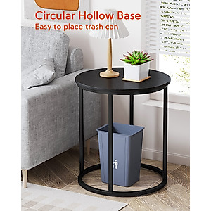 Yusong Round End Table, 20" Accent Small Side Table Nightstand Modern Bedside Table for Living Room Bedroom Office Small Spaces,Black