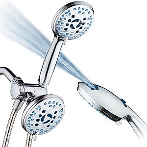 AquaCare As-Seen-On-TV High Pressure 48-setting Rain & Handheld 3-way Shower Head Combo - Anti-clog Nozzles/Tub, Tile & Pet Power Wash/Extra Long 6 ft. Stainless Steel Hose/All Chrome Finish