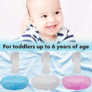 Gadgetime USA Baby Finger Toothbrush (Set of 3) - Silicone Baby Toothbrush with 3 Cases in Blue, Pink & Clear- Toddler Training Toothbrush - Newborn Oral Massager - Easy Oral Hygiene for Kids & Pets