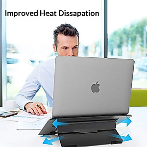 Avankin YS104 Adjustable Aluminum Laptop Cooling Stand for Desk, Portable Holder for iPad Book, Foldable Computer Riser with Ergonomic Height for MacBook Pro/Air, Dell, HP and More 9.7-16” Notebook