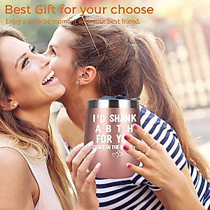 BeBeiZi 12 oz Stainless Steel Wine Tumbler, I'd ShankAB For You Right In The Kidney, Vacuum Insulated Wine Tumbler with Straw and Lid, Gift for Women Wife Birthday Mom, Wife, Sister, Daughter