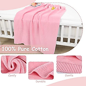 Yoofoss Baby Blankets - 100% Cotton Knit Receiving Blanket 30" x 40", Breathable Cozy Unisex Nursery Stroller Swaddle Blanket for Newborns, Infants, Toddler, Boys and Girls (0-2Yrs, Pink)