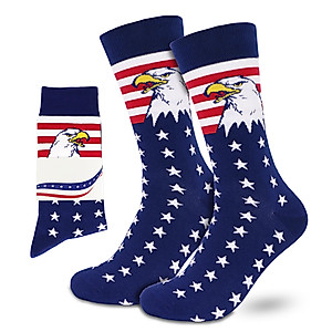 BUENWAZ American Flag Eagle Socks Medium Size for Men, Stars Stripes Patriotic Socks for Fourth of July Independence Day