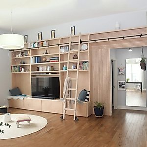 Rolling Ladder Hardware (No Ladder) Sliding Barn Door Kit 3.3ft-20ft Rolling Ladder Hardware Library Sliding Ladder Hardware Kit Round Track/Rail, with Floor Roller Wheels(No Ladder) ( Size : 3.3ft/10