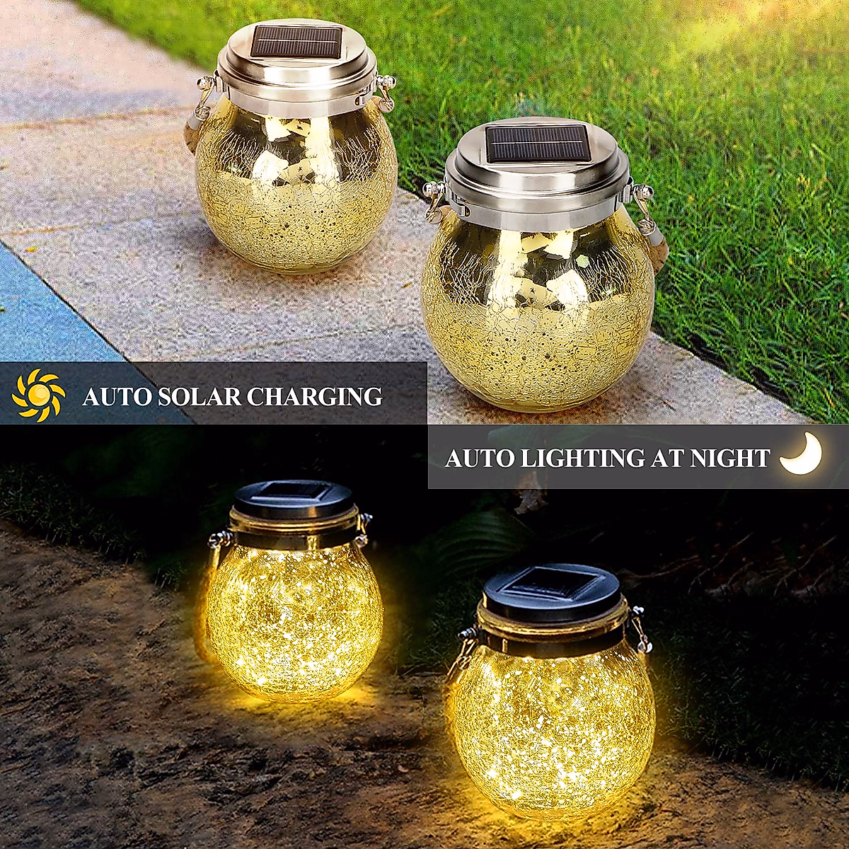 JXDLSQ Solar Lantern Outdoor Waterproof,2 Pack Hanging Sloar Lights Outdoor with 30 LED Outdoor Lantern Decorative Lights for Home Decorations,Garden,Patio,Deck Court,Backyard,Pathway