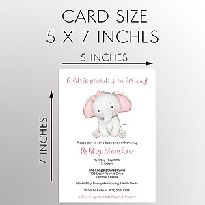 The Invite Lady Little Peanut Baby Shower Invites Customizable Girl Elephant Invitations (12 count)