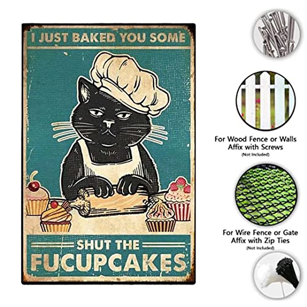Yepzoer Retro Cat Tin Sign - Fun Wall Decor for Home & Office