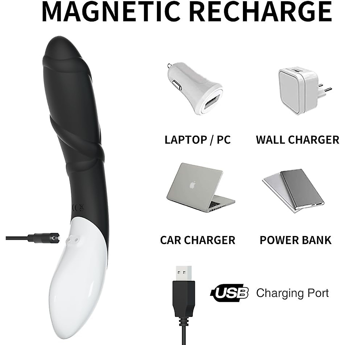 UpdateClassic 2023 Double Head High Frequency Rechargeable Personal Vibrators for Women Vibrating Toys Pleasure Handheld Electric Portable Massager 10 Speeds Vibrations, Black