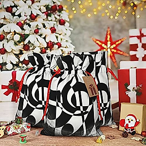 Musical Theme Music Clefschristmas Drawstring Gift Bag, Linen Drawstring Gift Bag, Reusable Drawstring Gift Bag, Used For Christmas, Birthday, Wedding Supplies