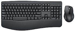 Wireless Keyboard and Mouse - Ergonomic Keyboard and Mouse Combo Full Size Keyboard Cordless with Palm Wrist Rest Ergonomic Mouse Wireless for Windows Computers Laptops - Black