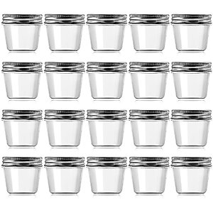 novelinks 4 Ounce Clear Plastic Jars Containers With Screw On Lids - Refillable Round Empty Plastic Slime Storage Containers for Kitchen & Household Storage - BPA Free (20 Pack)