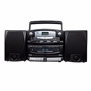 Supersonic Black Edition Vintage Bluetooth Stereo System Home Music Audio System,CD/MP3 Player,AM/FM Radio,Dual Cassette Player/Rec USB inputs,Detachable Speakers,AC/DC,(Remote Included)Matte Black