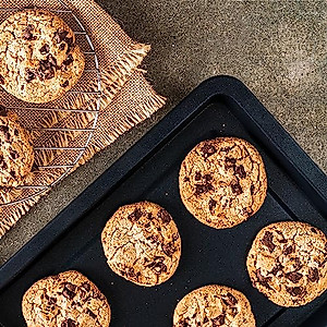 3 Piece Set Nonstick Carbon Steel Oven Bakeware -Professional Quality Kitchen Cooking Baking Trays -PFOA, PFOS, PTFE-Free Small, Medium & Large Baking Sheet Pans