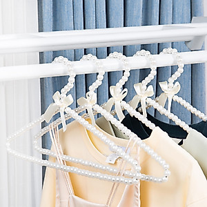 Concepts Premium 5-pack heavy duty pearl With White Ribbon Trim Hangers- For Wedding and Engagement Gowns - Slim Design Also Can Be Used For Suits Shirts