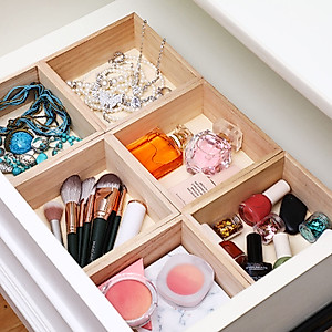 6 Pack Unfinished Wooden Box, 6 x 6 Inch Square Rustic Wooden Box Craft Storage Organizer Box for Storage, Art Collectibles, Home Decor, Desktop Decor, Succulent Plant Pot, Drawer, DIY Craft