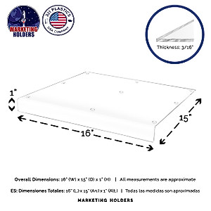 Clear Acrylic Cutting Board 16" x 15" Countertop Charcuterie Chopping Block with Lip and Several Rubber Bumpers by Marketing Holders