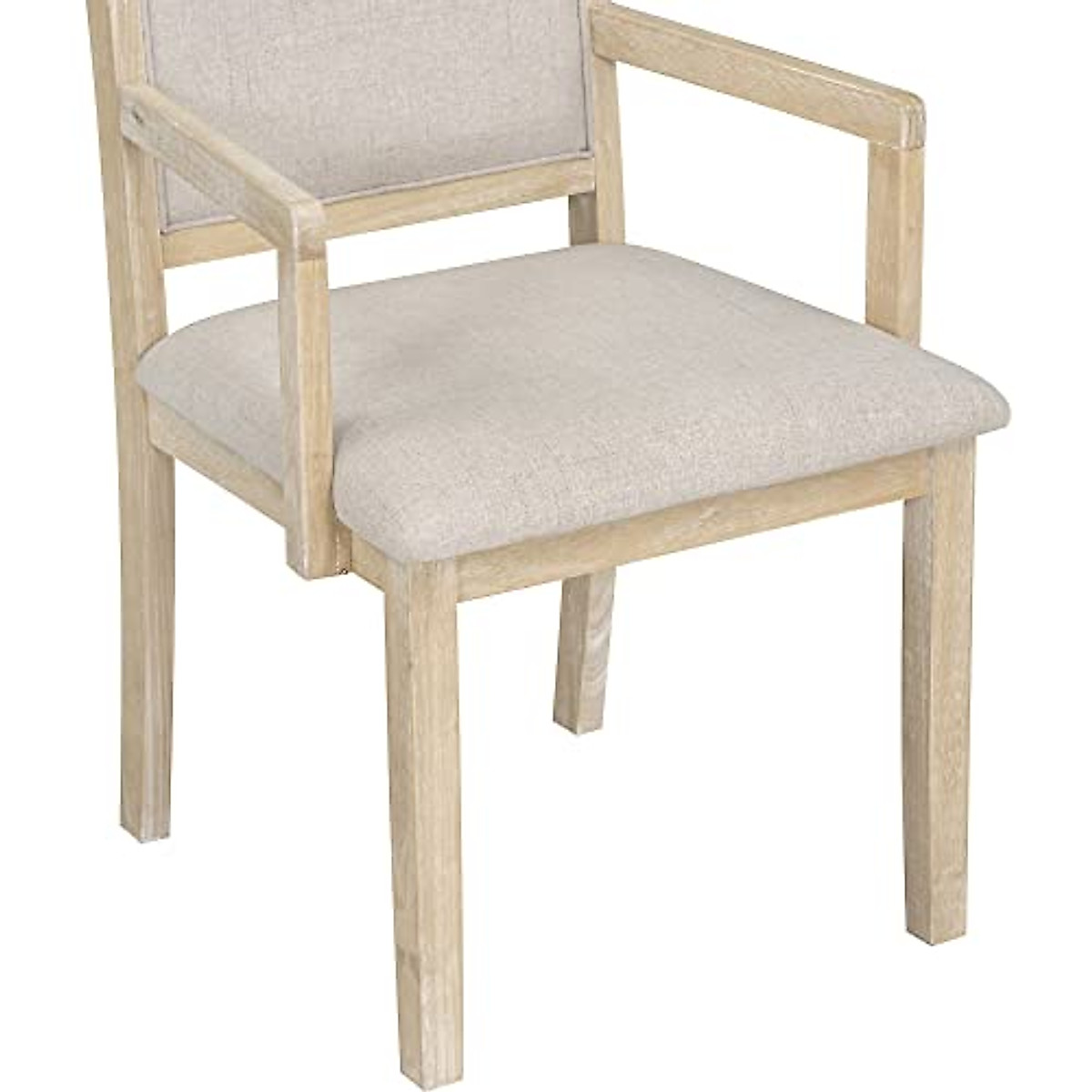 Dinehome 5-Piece Wooden Round to Oval Extendable Dining Table Set with 4 Upholstered Armrest Chairs, Natural Wood Wash