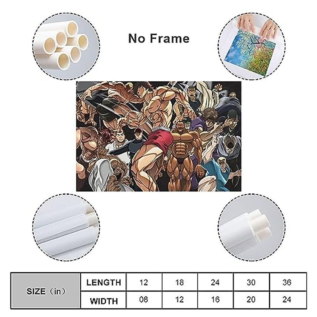 Baki Hanma Anime Poster Art Poster Canvas Painting Decor Wall Print Photo Gifts Home Modern Decorative Posters Framed/Unframed 08x12inch(20x30cm)