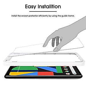 [4 Pack] OMOTON Google Pixel 4 XL Screen Protector, Tempered Glass Screen Protector for Google Pixel 4XL 2019 Released with/Alignment Frame/Scratch Resistant/Bubble Free