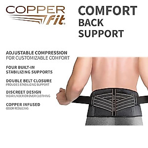 Copper Fit Unisex Adult Pro Back Belt Compression Brace Cummerbund, Black, 2XL 3XL US