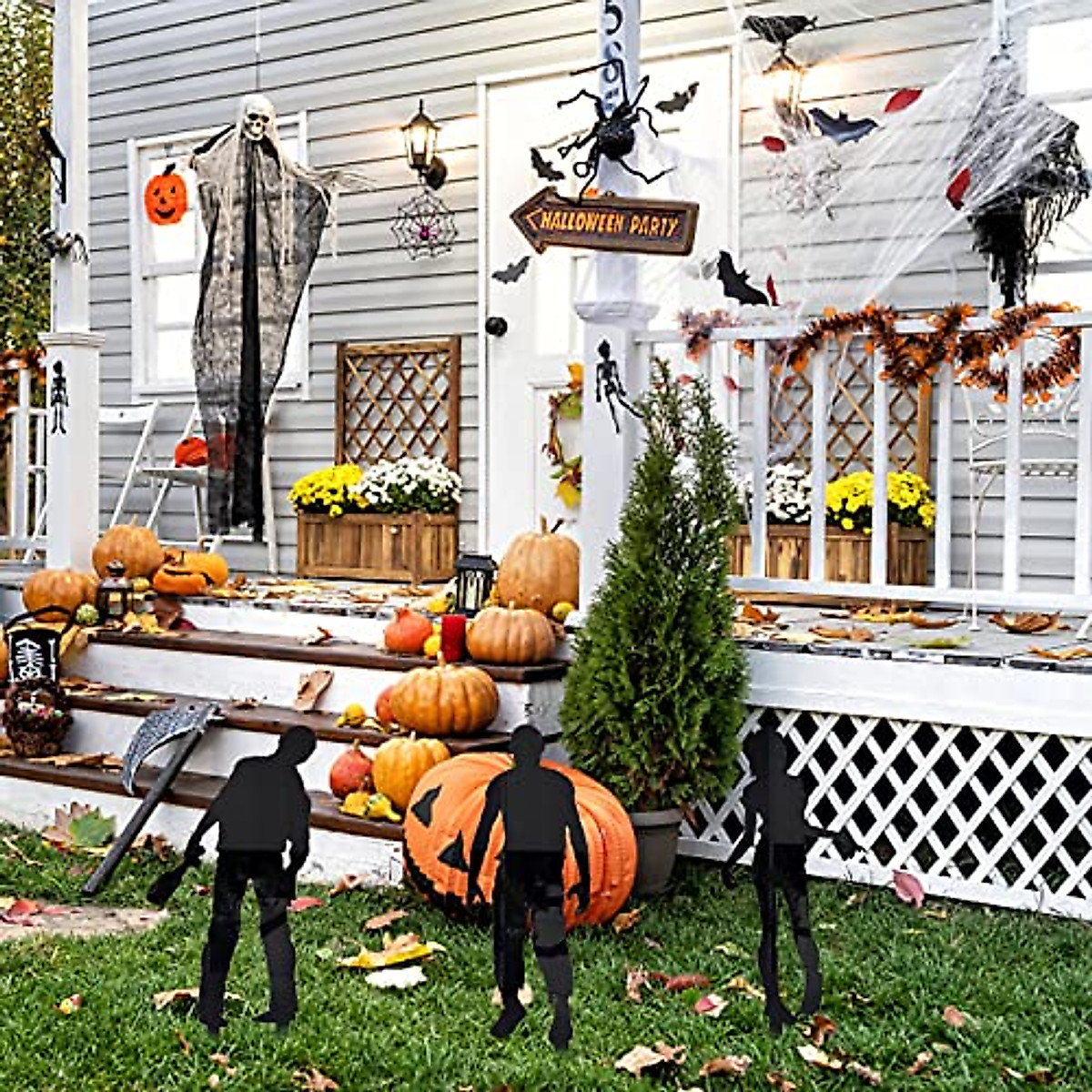 Halloween Yard Sign Stakes Decorative Zombie Garden Stakes Decor Outdoor Statues Decorations Outdoor Lawn Yard Signs Halloween Yard Art Props Scary Holiday Home Patio Party Supplies (A03)