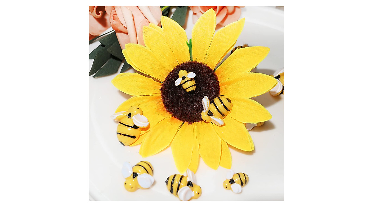 HADDIY Tiny Craft Bees - 50pcs Bee Themed Party Decorations