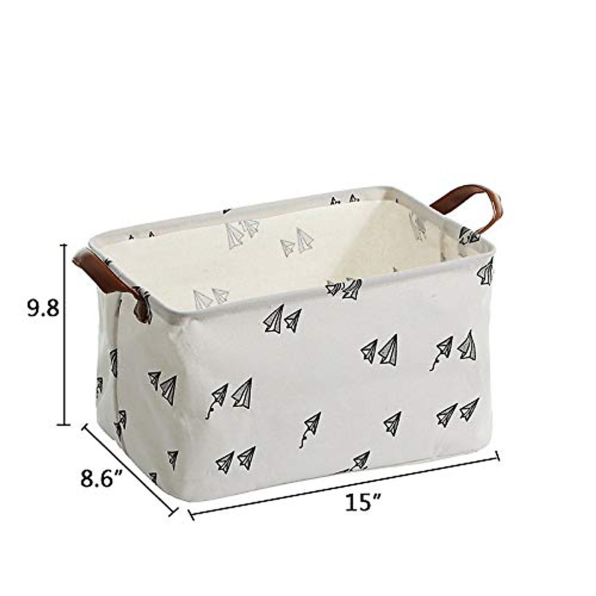 Cotton Linen Laundry Basket Household Dirty Clothes Hamper Collapsible Storage Bags with Handles, Water-Resistant Nursery Bottom, Ideal Organizer Bins for Bedroom, Closets, Kid Toys, Snacks, Cosmetic