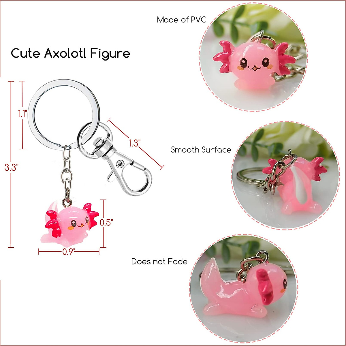 Cute Axolotl Travel Makeup Bag with Wrist Strap, Axolotl Keychain Cosmetic Bag